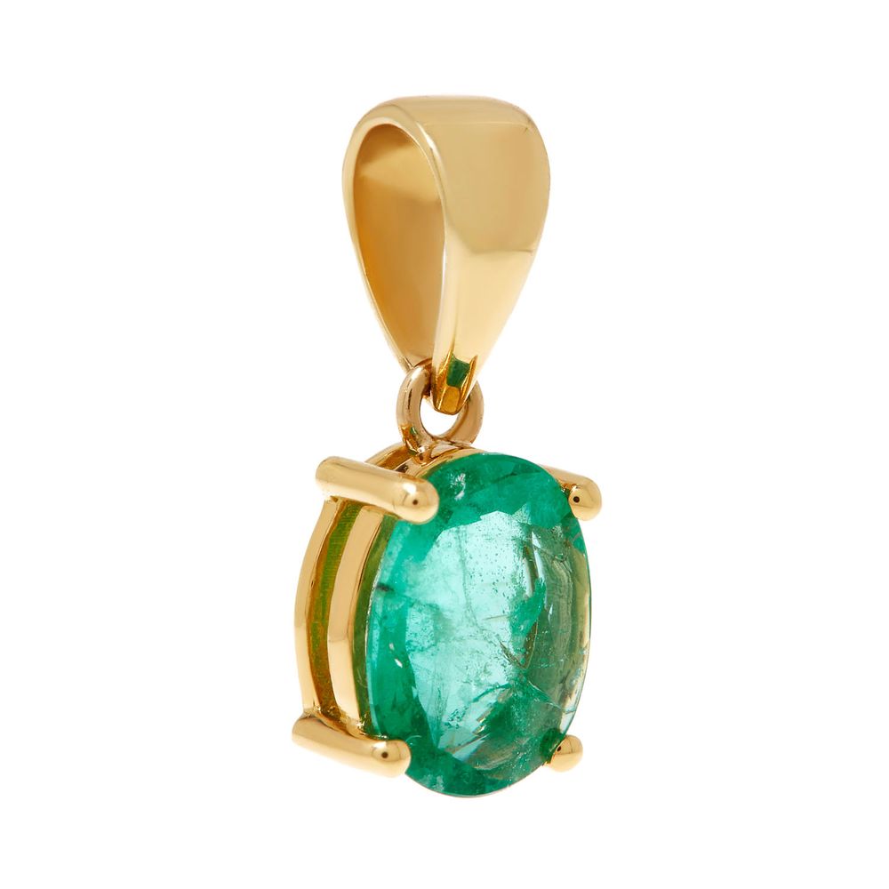 Berloque para colar solitário de ouro com esmeralda - Beatriz Werebe