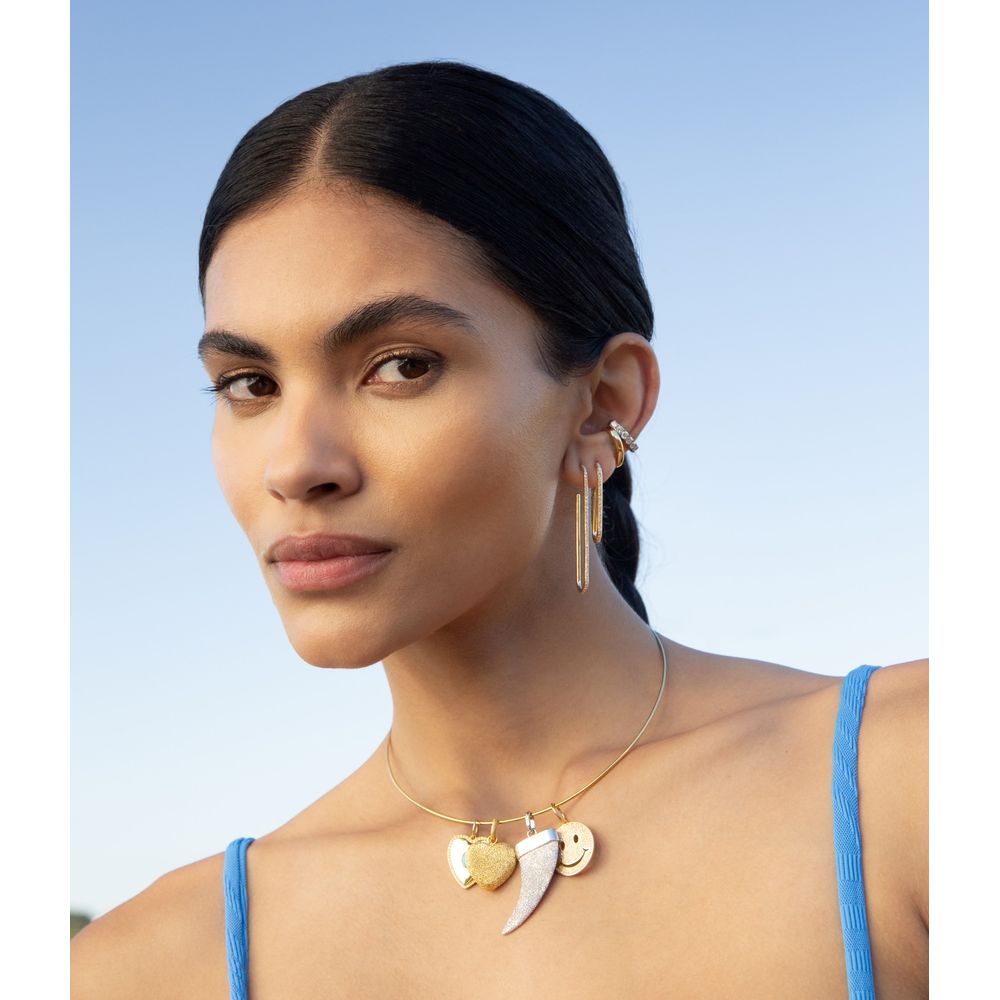 Berloque para colar solid gold heart de ouro com turquesa e brilhantes ...