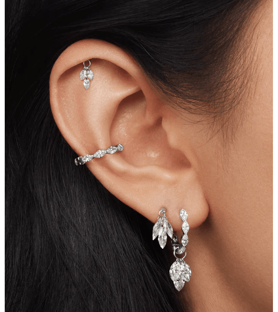 Piercing de tarraxa Maria Tash floating diamond plume threaded charm de ...